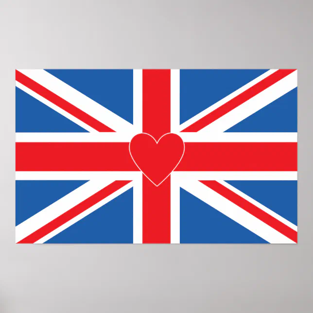 Union Jack Flag & Heart Poster | Zazzle
