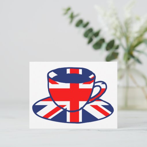 Union Jack flag teacup art Postcard | Zazzle