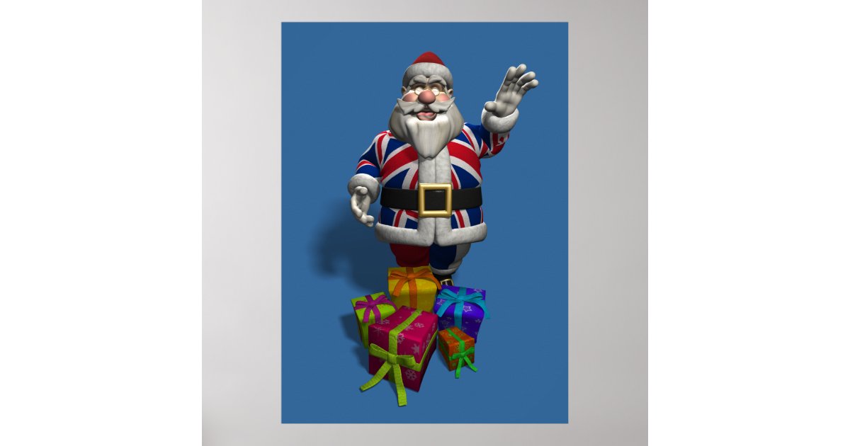 Union Jack Santa Claus Poster | Zazzle