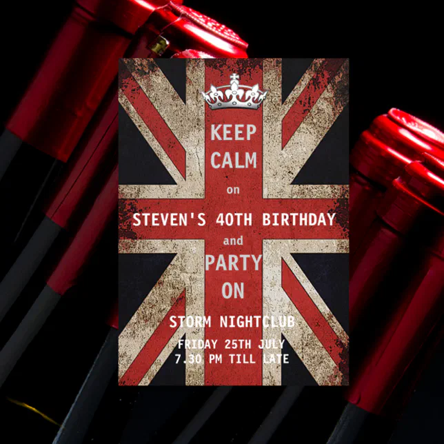 Union Jack UK Flag Male's Birthday Party Invitation | Zazzle