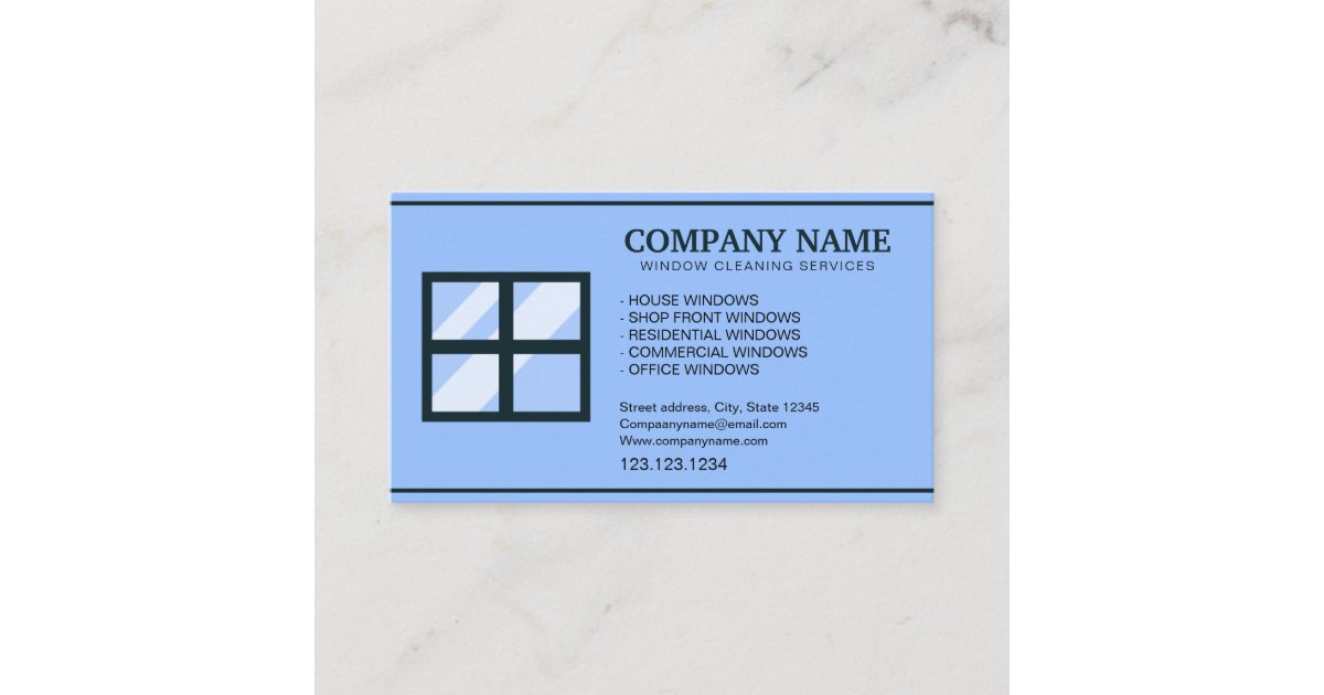 Unique Custom Blue Window Cleaning Business Card | Zazzle