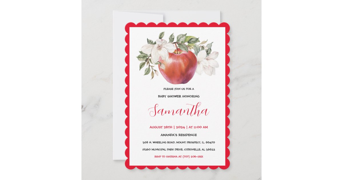 Unique Red Apple Baby Shower Invitation | Zazzle