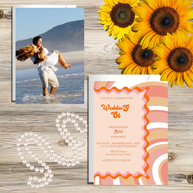 unique retro vintage 70s wedding invitation | Zazzle