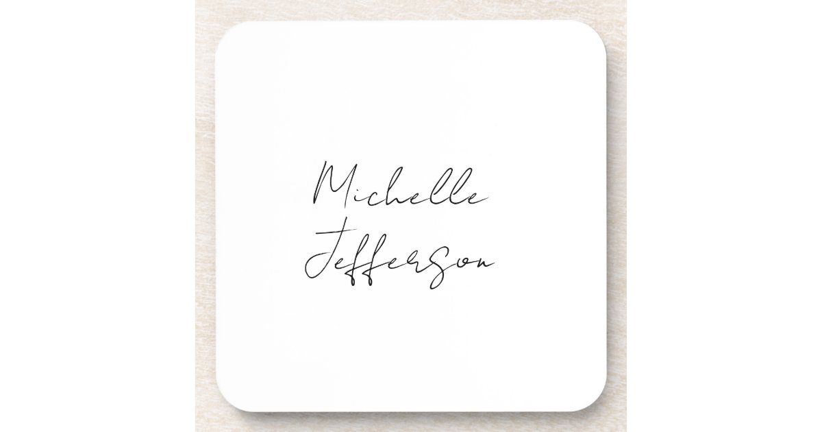 Unique Stylish Modern Plain Calligraphy Add Name Coaster | Zazzle