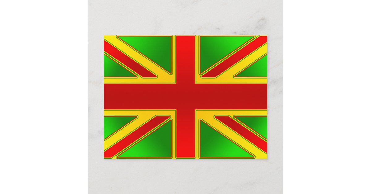 United Kingdom of Reggae Rasta Reggae British flag Postcard | Zazzle