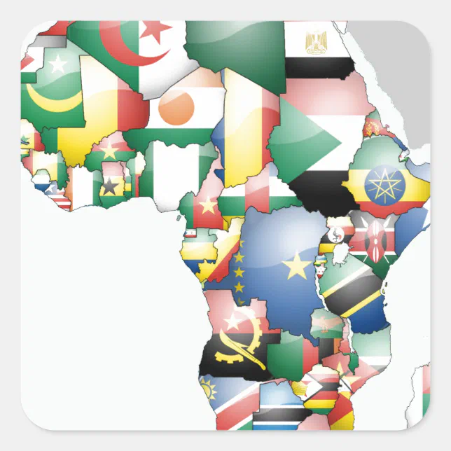 Unity in Diversity: Africa's Flags Collection Square Sticker | Zazzle