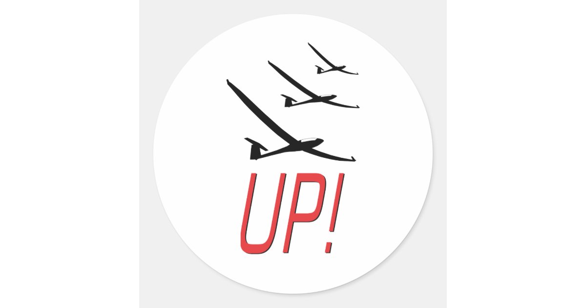 UP ! Glider Sailplane Classic Round Sticker | Zazzle