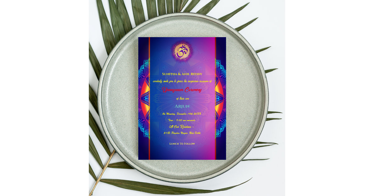 Upanayanam aka Hindu Holy Thread Janeu Ceremony Invitation | Zazzle