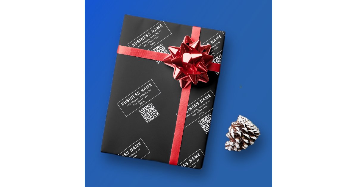 Upload QR code or Logo | Modern Black Wrapping Paper | Zazzle