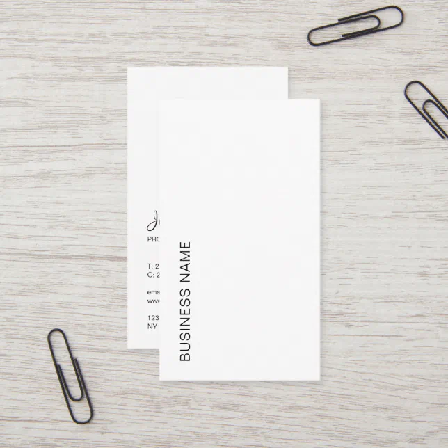 Upload Your Logo Vertical Typography Modern Business Card | Zazzle