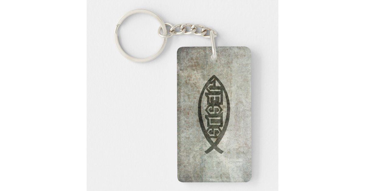 Urban Concrete Jesus Fish Key Ring | Zazzle