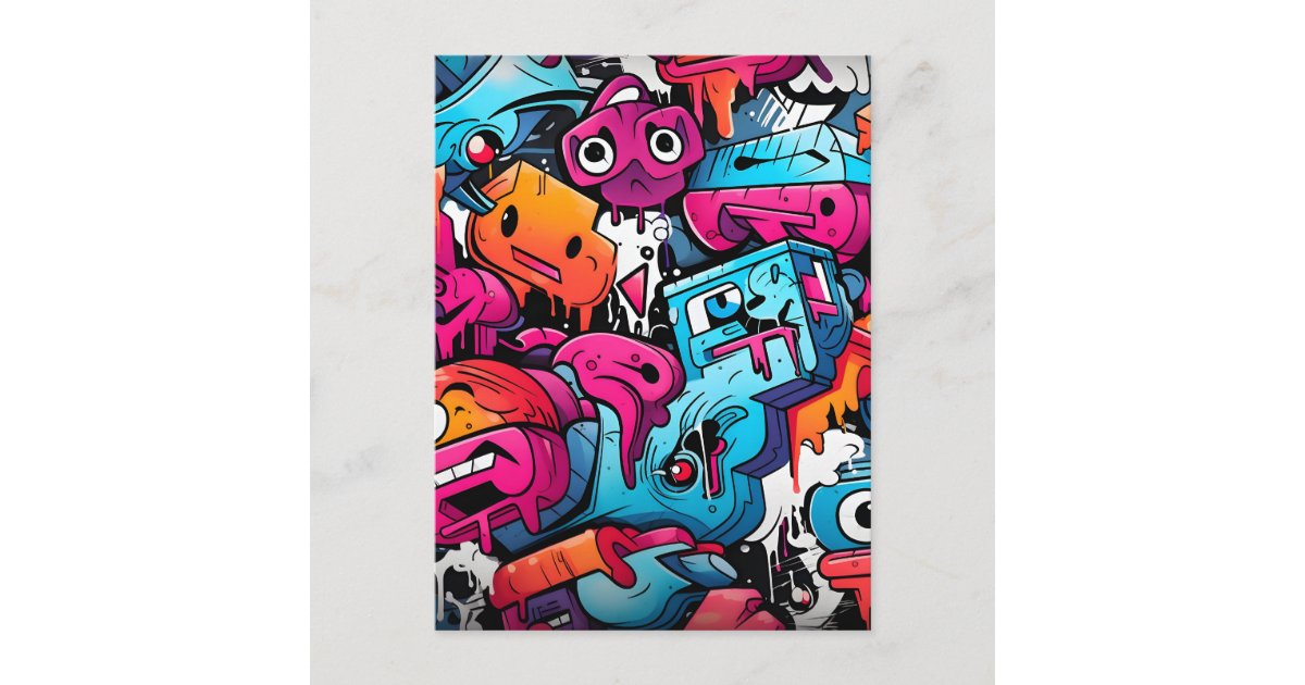 Urban Graffiti Street Art Splash Announcement Postcard | Zazzle