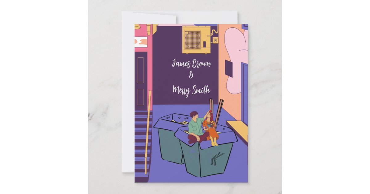 Urban Love Graffiti Walls, Noodle Boxes Wedding Invitation | Zazzle