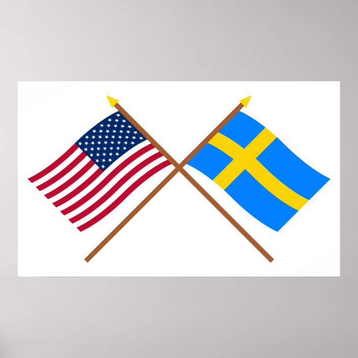US and Sweden Crossed Flags Poster | Zazzle.co.uk