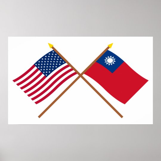 US and Taiwan Crossed Flags Poster | Zazzle.co.uk