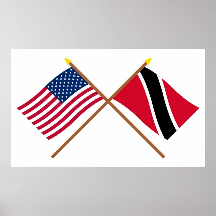 US and Trinidad & Tobago Crossed Flags Poster | Zazzle.co.uk