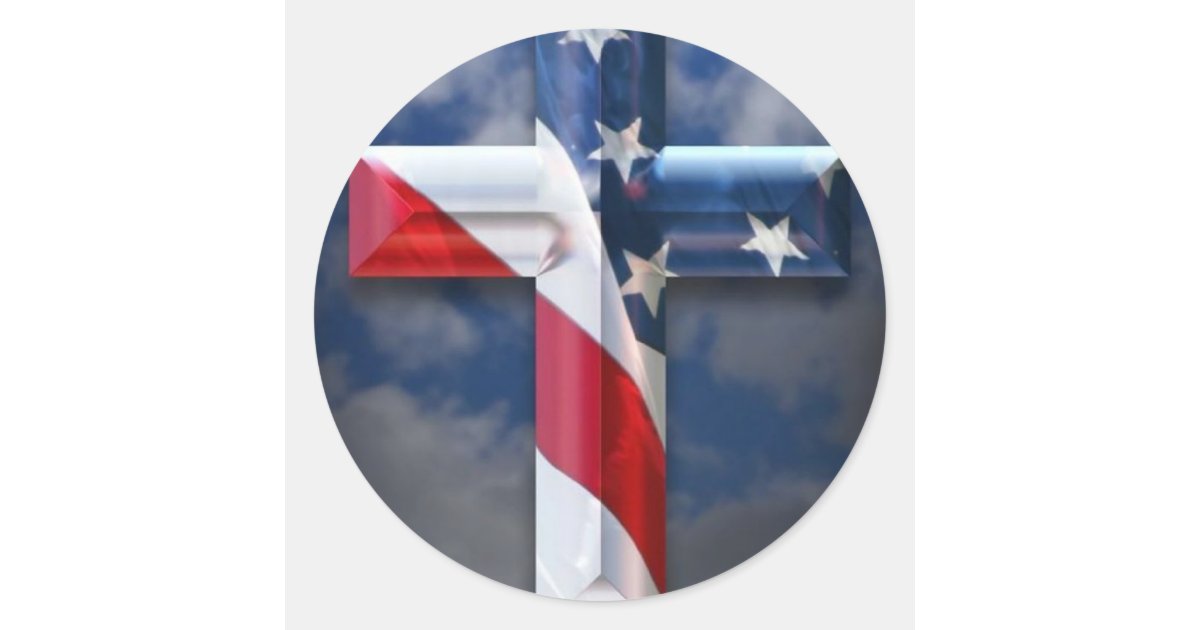 US flag cross Classic Round Sticker | Zazzle