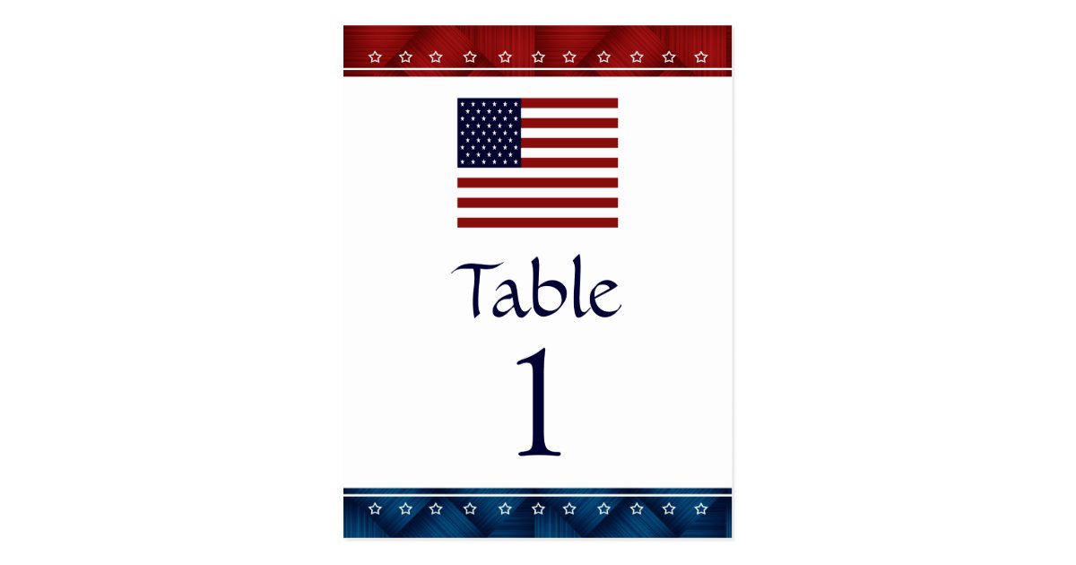 US Flag Patriotic Party Table Number Cards | Zazzle.co.uk