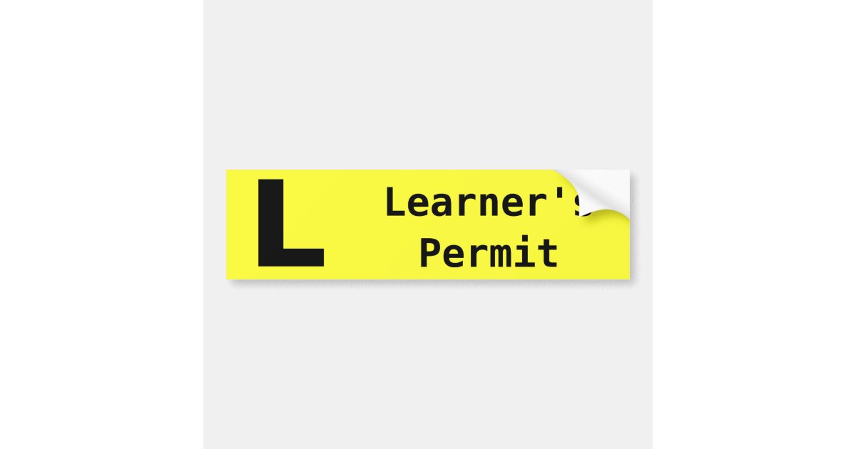 US learner's permit new L driver yellow Bumper Sticker | Zazzle