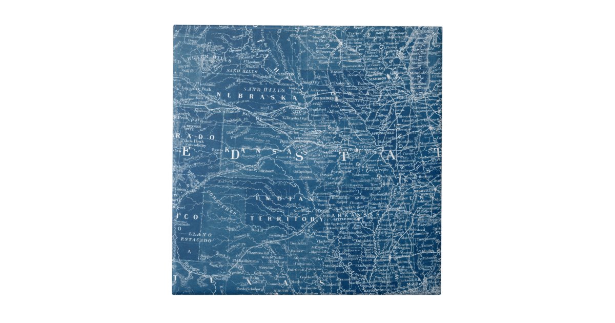 US Map Blueprint Tile | Zazzle