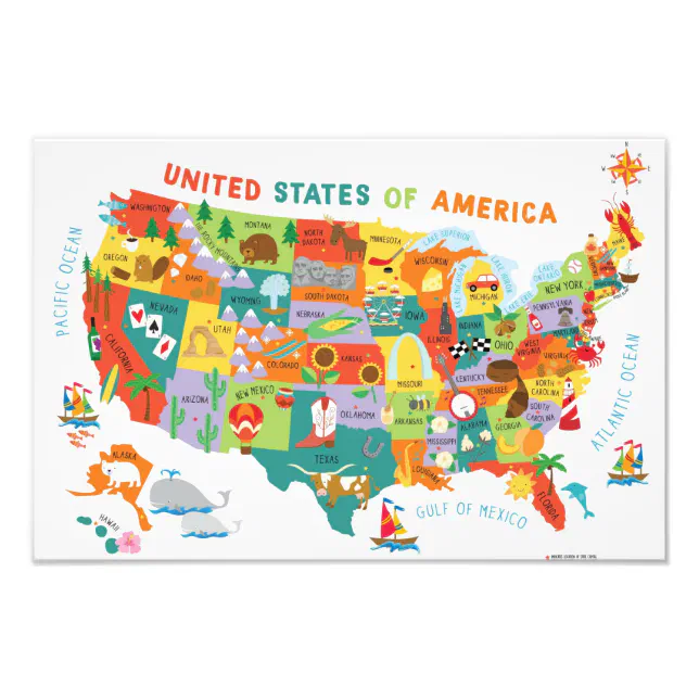 US Map for Kids Photo Print | Zazzle
