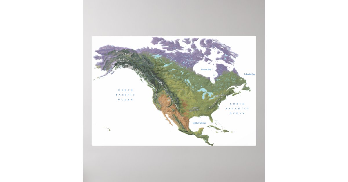 US USA United States American Mountain Ranges Map Poster | Zazzle