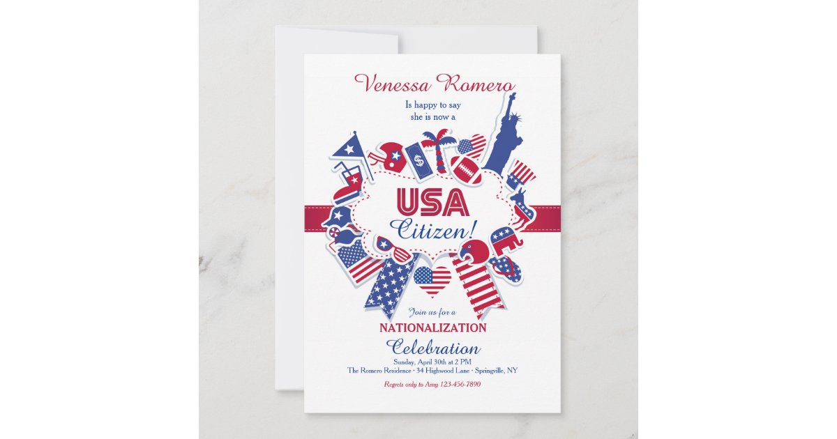 USA Citizen Nationalisation Party Invitation | Zazzle