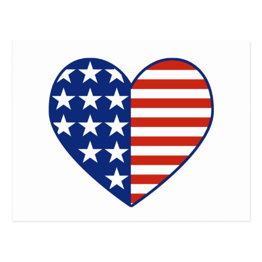 USA Red White and Blue Heart Flag Postcard | Zazzle
