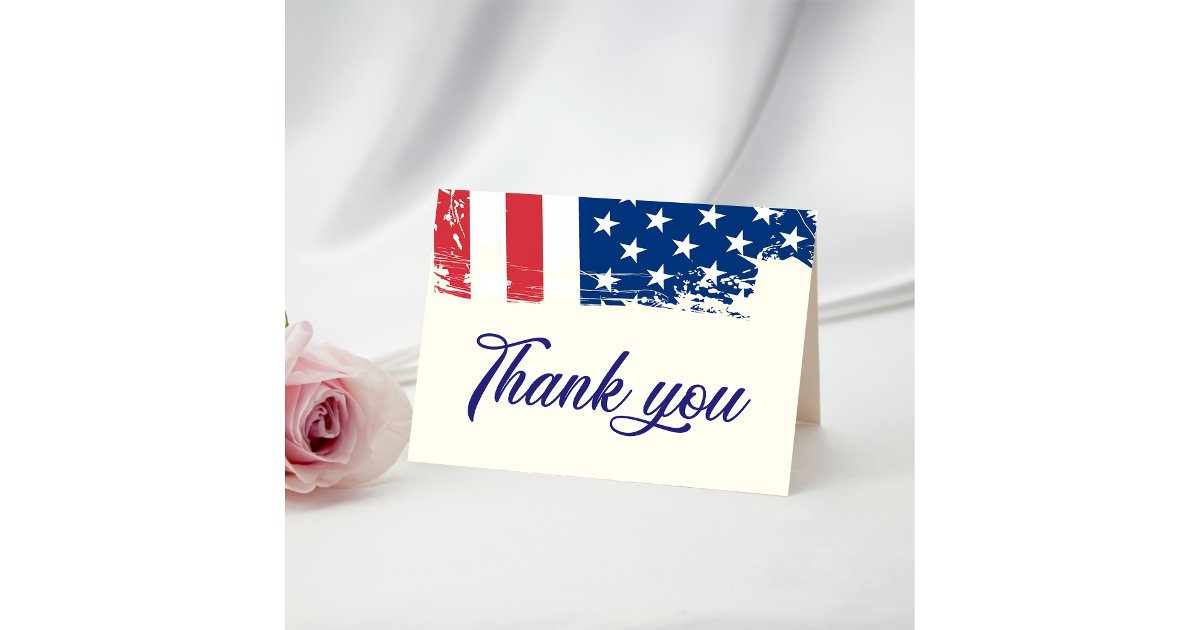 USA Watercolor American Flag Military Patriotic Thank You Card | Zazzle