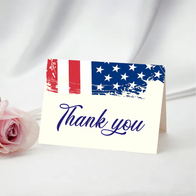 USA Watercolor American Flag Military Patriotic Thank You Card | Zazzle