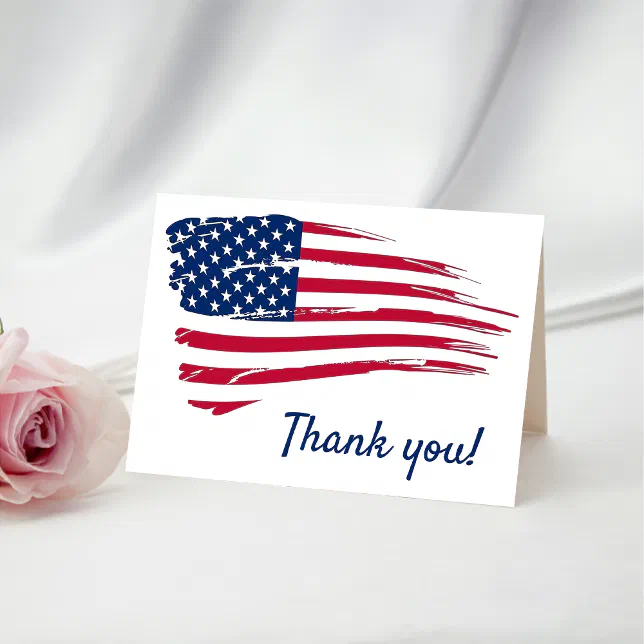 USA Watercolor American Flag Military Patriotic Thank You Card | Zazzle