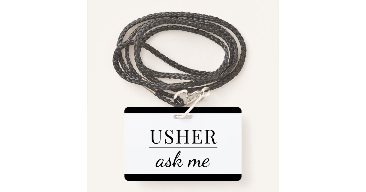 Usher Ask Me Badge ID Badge | Zazzle
