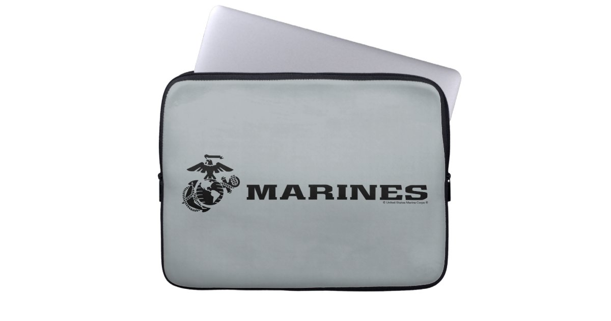 USMC Logo Stacked Black Logo Laptop Sleeve | Zazzle
