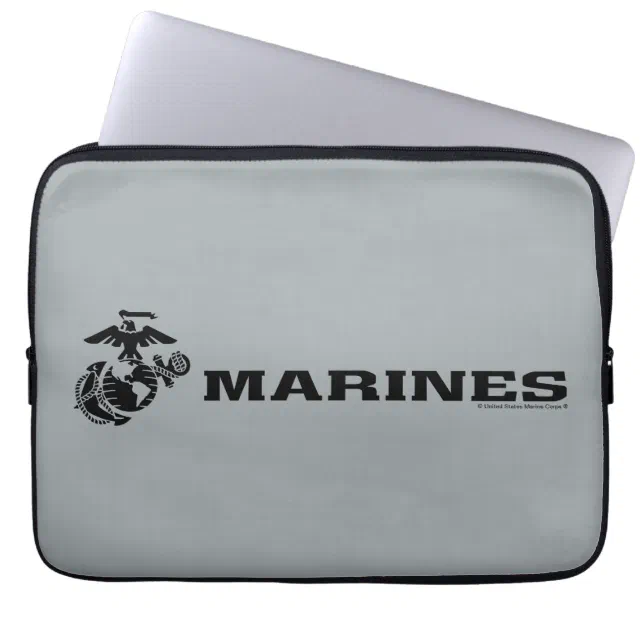 USMC Logo Stacked Black Logo Laptop Sleeve | Zazzle