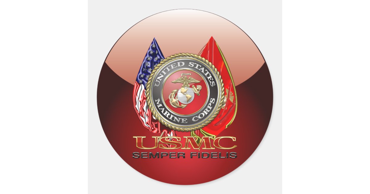 USMC Semper Fi [Special Edition] [3D] Classic Round Sticker | Zazzle