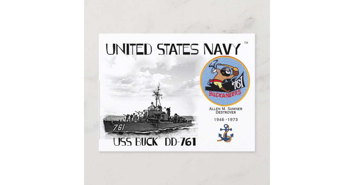 USS BUCK DD-761 DESTROYER - POSTCARD | Zazzle