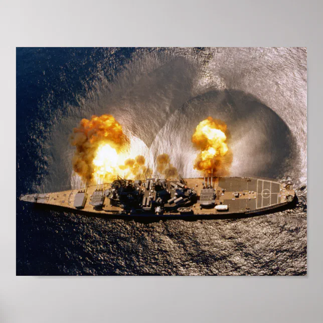 USS Iowa - Battleship Firing Broadside - 1984 Poster | Zazzle