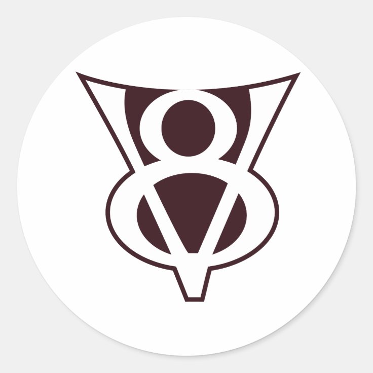 V8 Symbol Classic Round Sticker | Zazzle