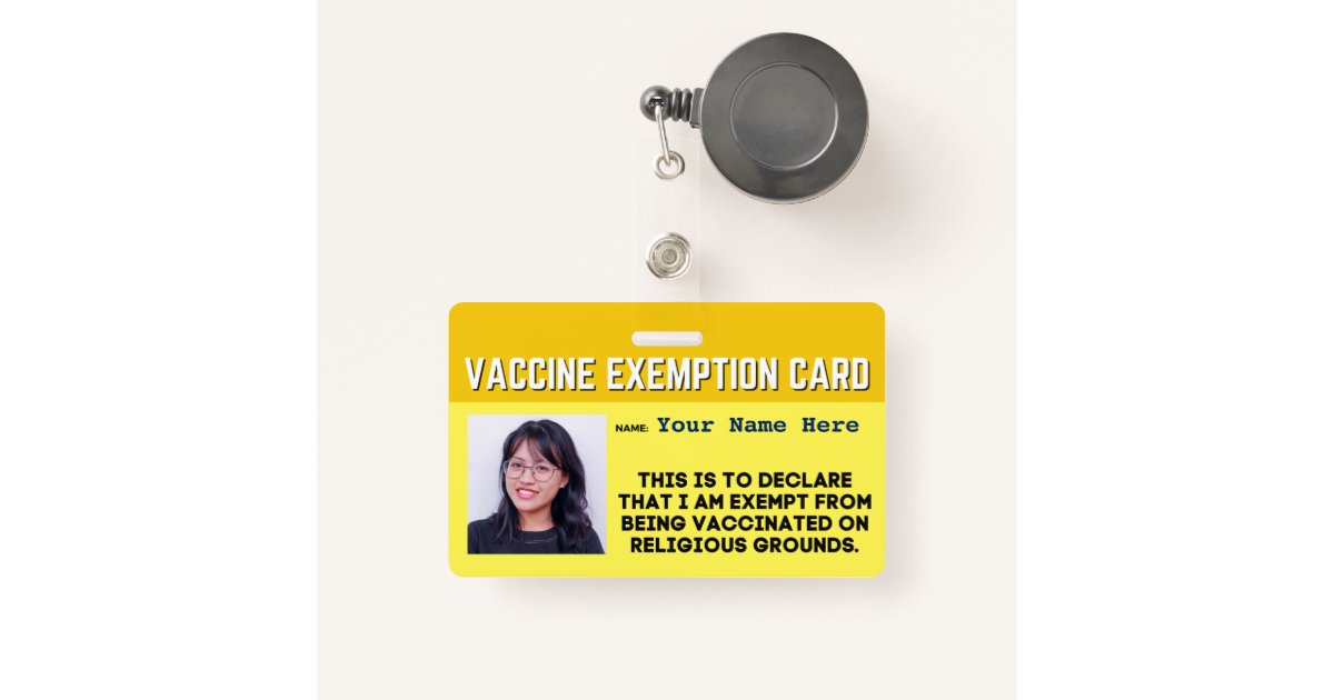 Vaccine Religious Exemption Card ID Badge | Zazzle