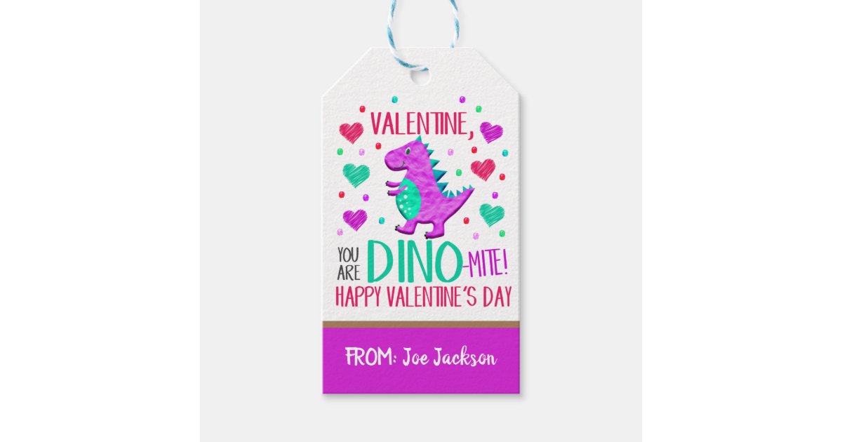 Valentine Dinosaur Gift Tag | Zazzle