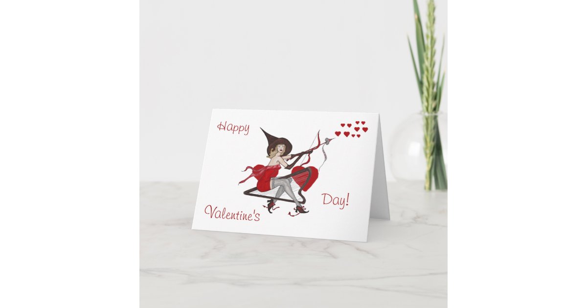 Valentine Hearts Witch Cupid Card | Zazzle.co.uk