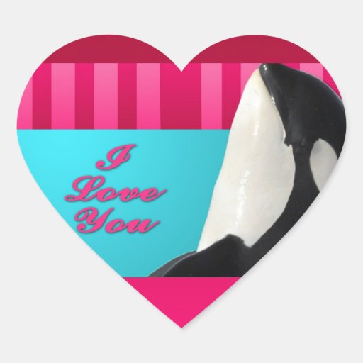 Valentine I love you orca whale Heart Sticker | Zazzle
