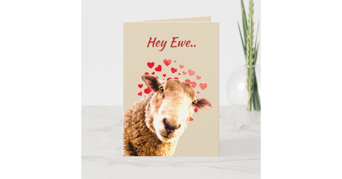 Valentine's Day Love Ewe Funny Sheep Animal Humor Holiday Card | Zazzle