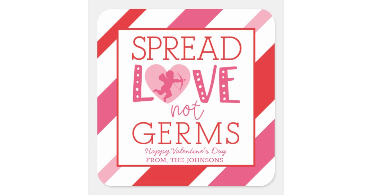 Valentine's Day Spread Love Not Germs Stickers | Zazzle