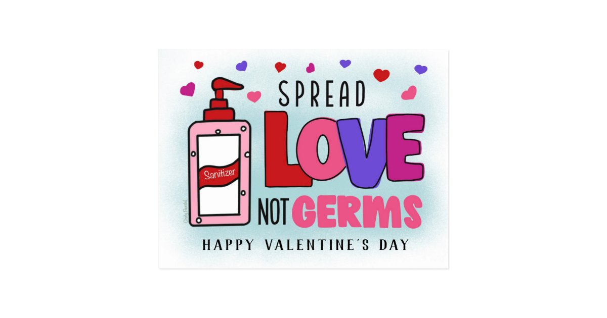 Valentines Hand Sanitizer Spread Love Not Germs Postcard | Zazzle.co.uk