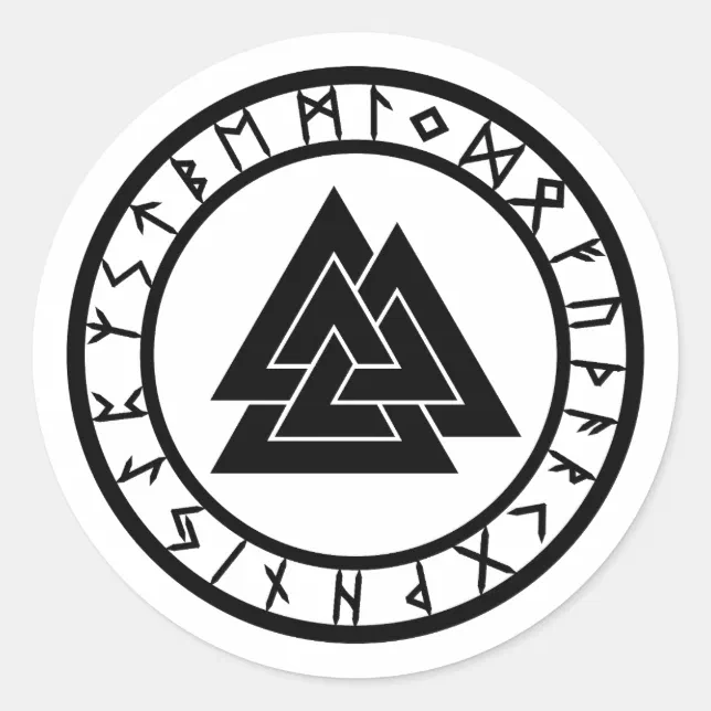 Valknut II - Rune Circle Classic Round Sticker | Zazzle