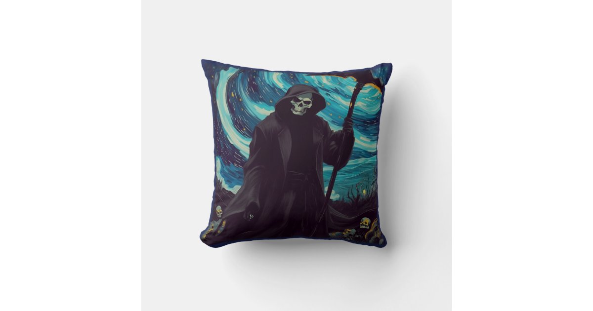 Van Gogh Grim Reaper Night And Day Cushion | Zazzle
