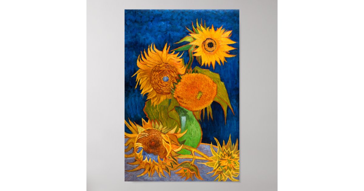 Van Gogh Vase with Five Sunflowers Poster | Zazzle