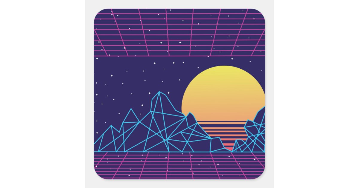 Vaporwave Sunset Square Sticker | Zazzle