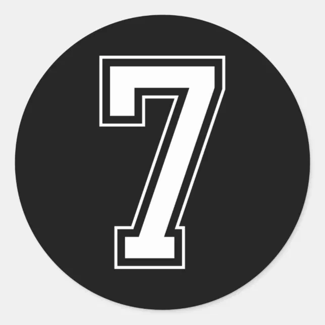 Varsity Jersey Number 7 Classic Round Sticker | Zazzle
